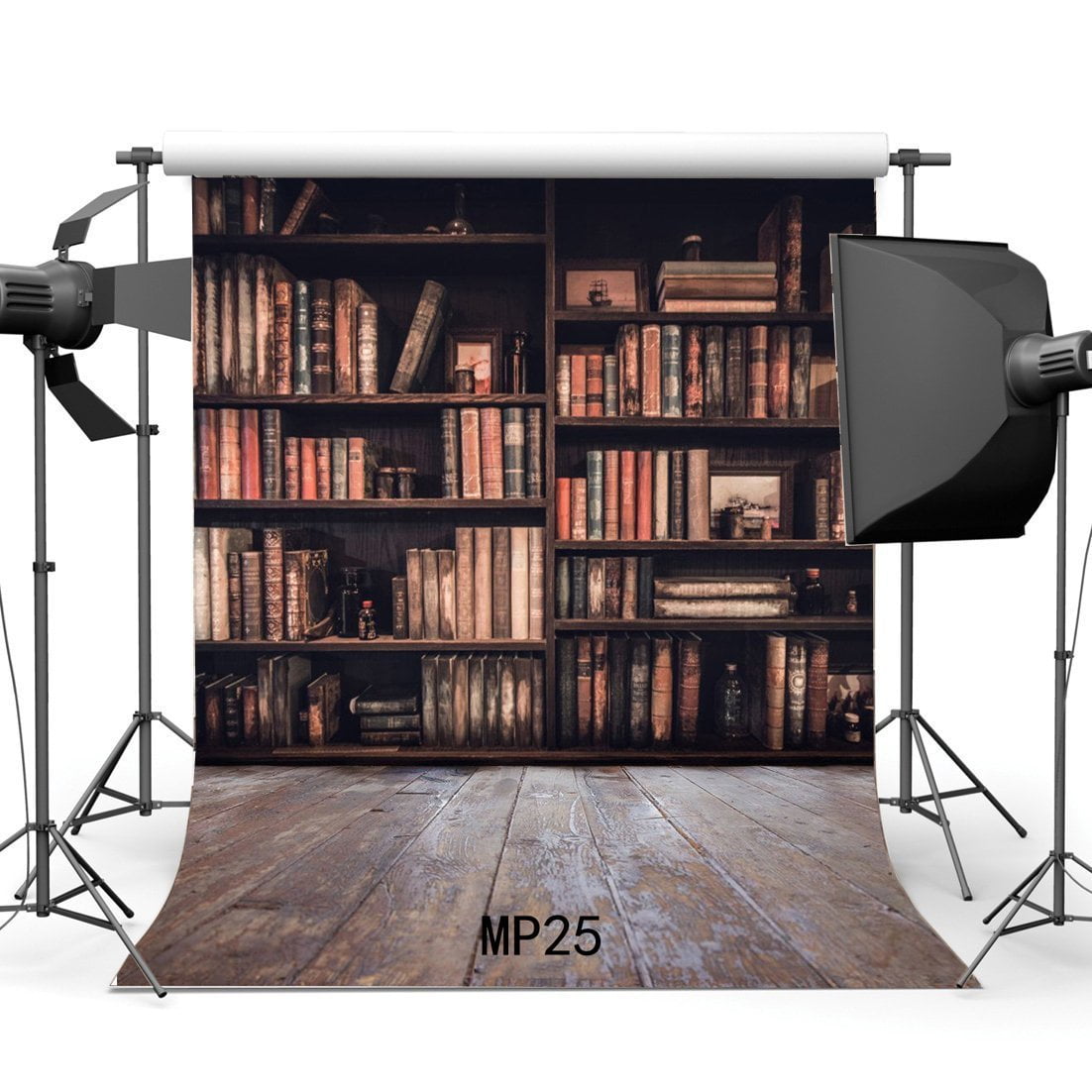 Polyester 5x7ft Bookshelf Backdrop Vintage Bookcase Library Room Magic ...