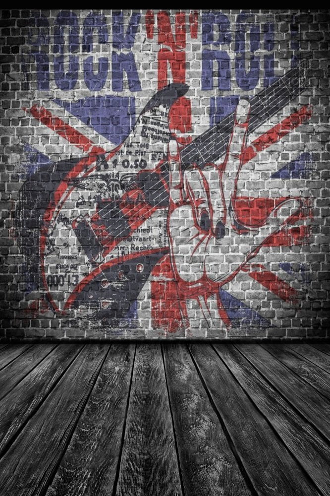 Polyester 5x7ft Rock Music Guitar Graffiti Brick Wall Photography ...