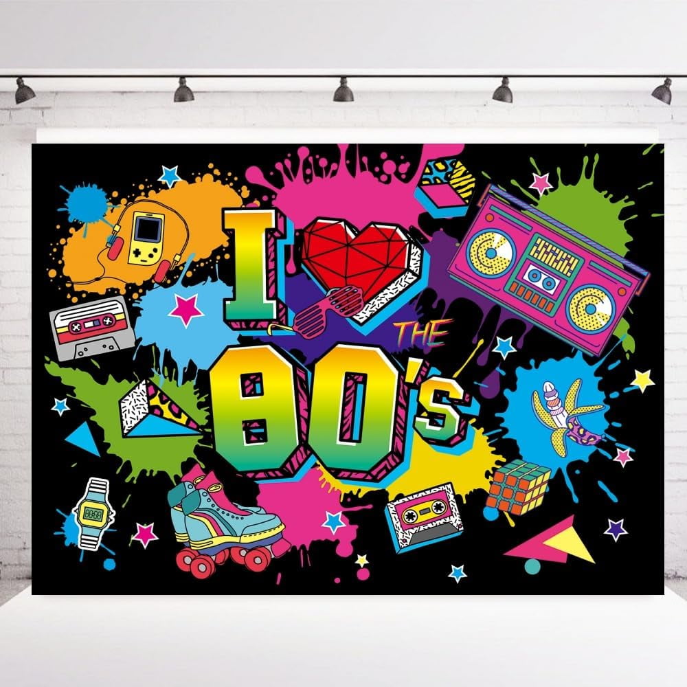 Polyester 80s Party Photography Backdrop Hip Hop Theme I Love 80s ...