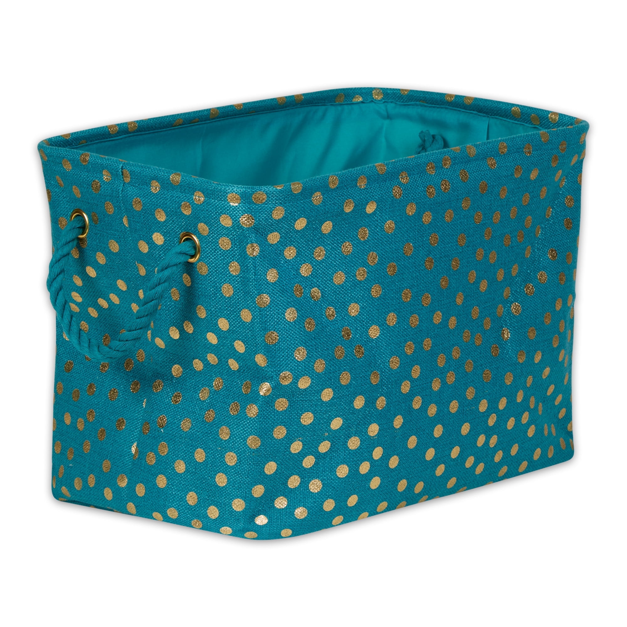 Polyester Bin Dots Gold-Teal Blue Rectangle Medium 16x10x12 - Walmart.com