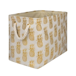 DII Polyester Storage Bin, Gold Metallic with Handles, Large Round ...