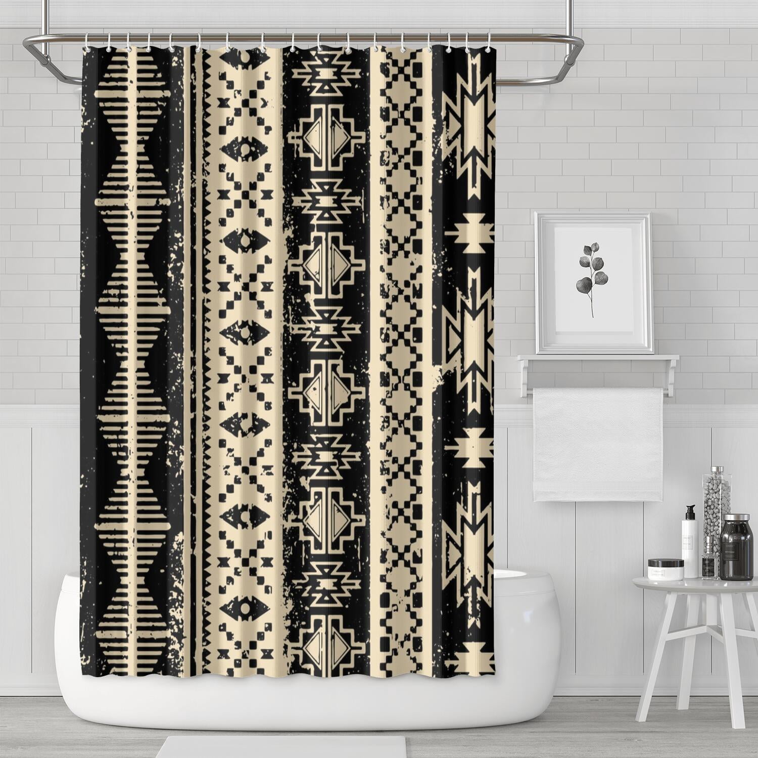 Polyester Boho Shower Curtain 72x72 Inch Bathroom Decor with Vintage ...