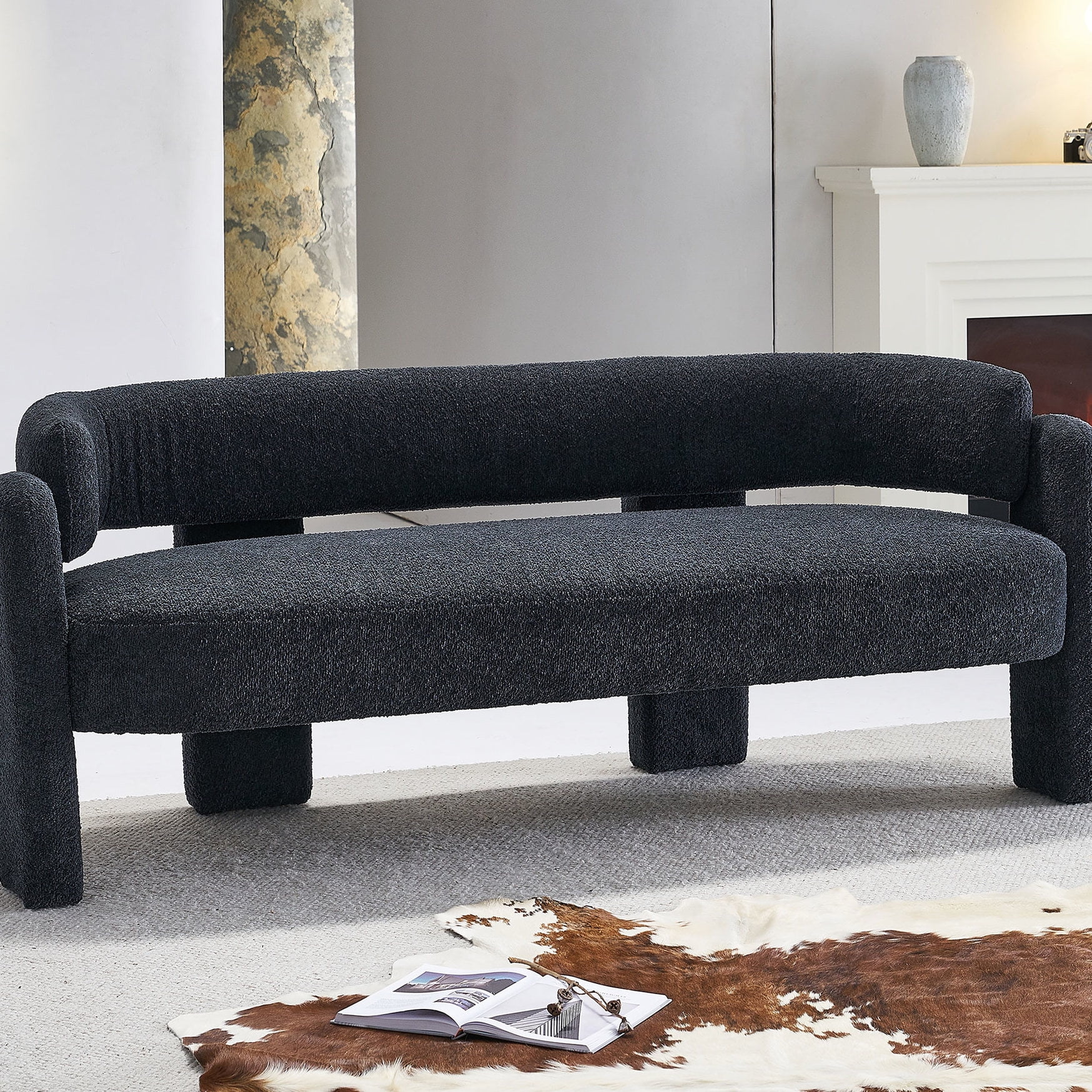 Polyester Boucle Material Sofa - Round Frame Design - Modern Home ...