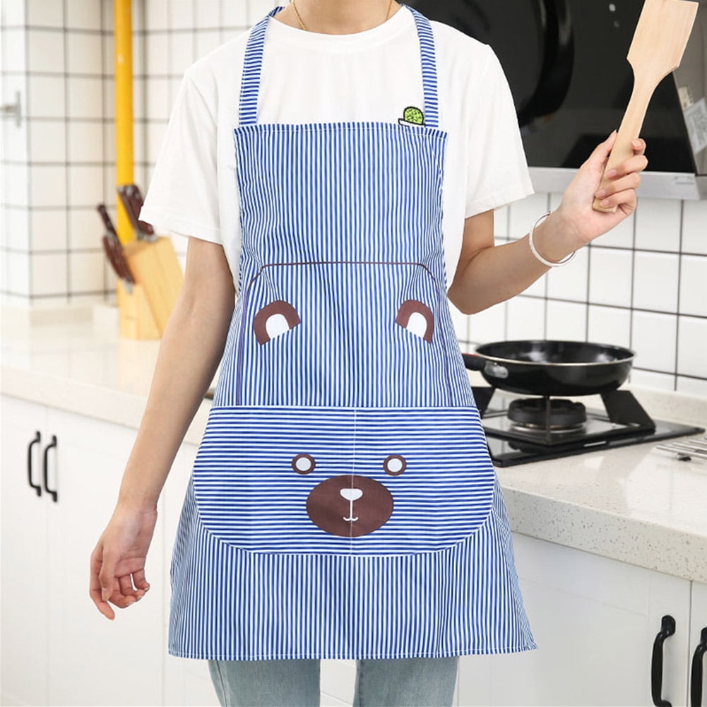 Polyester Cute Cartoon Style Striped Kitchen Cooking Apron with Pocket ...