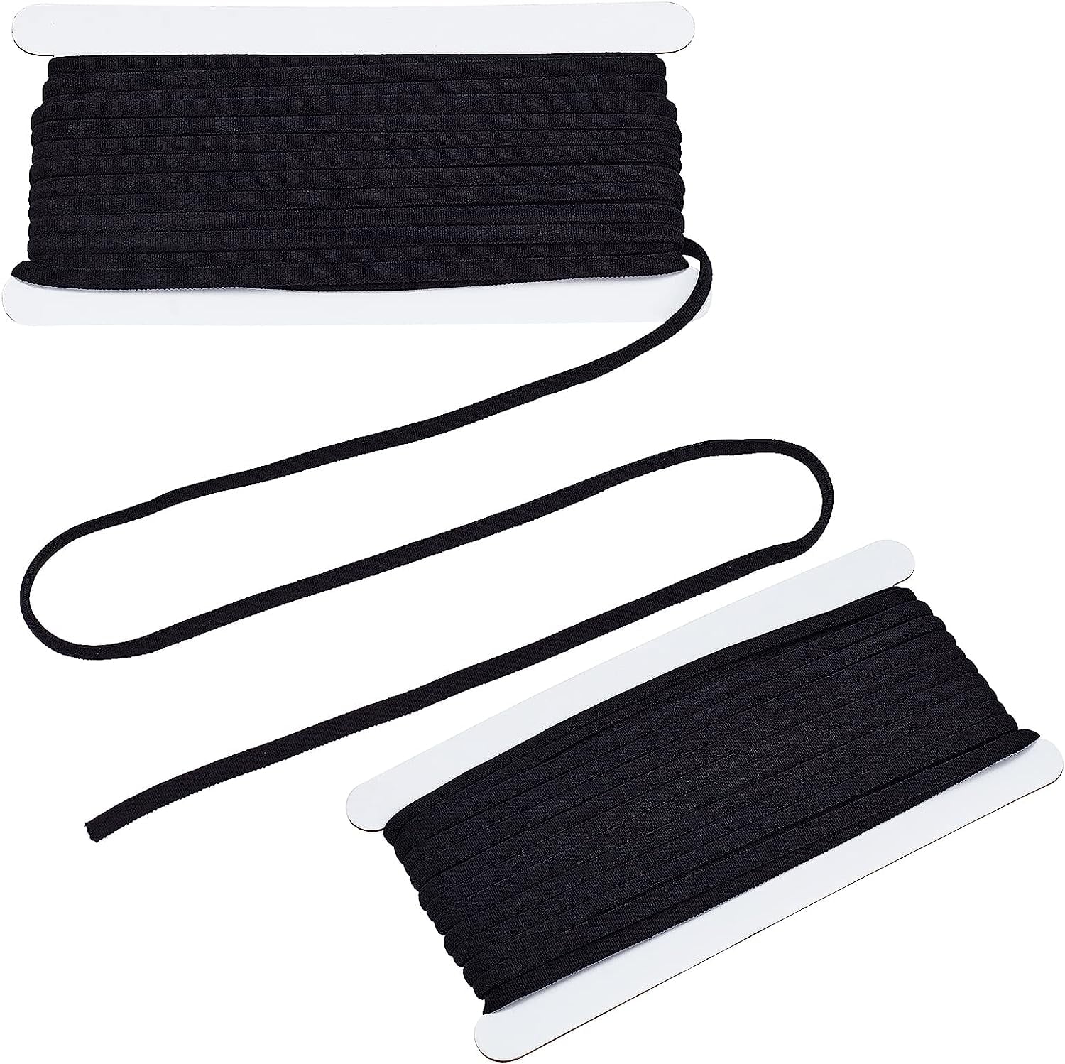Polyester Elastic Cords Flat Black 5mm about 10.94 Yards(10m)/Card ...