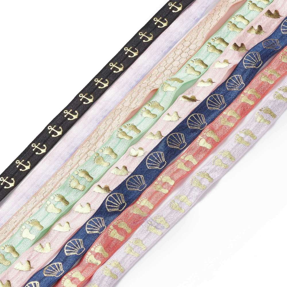 Polyester Elastic Printed Ribbon Hot Stamping Ribbon Footprint & Shell ...