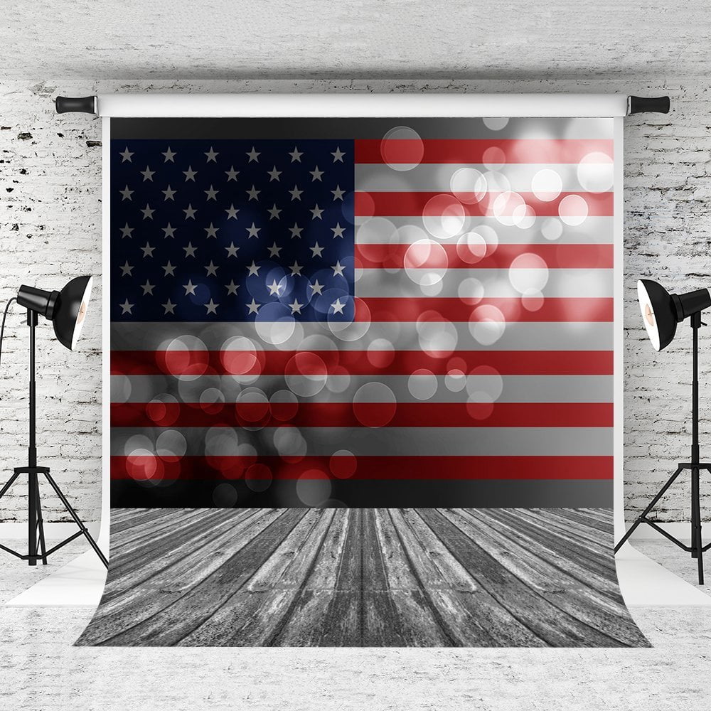 Polyester Fabric 5x7ft American Flag Photography Backdrop Wood Floor ...