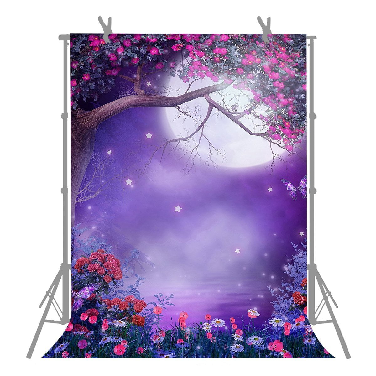 Polyester Fabric 5x7ft Purple Fairy Tale World Photography Backdrop ...