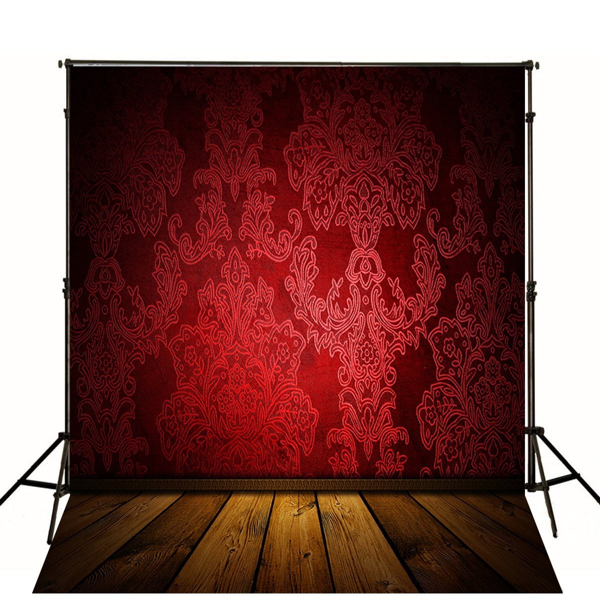 Polyester Fabric 5x7ft Red Wall Photography Backdrop Wood Floor ...