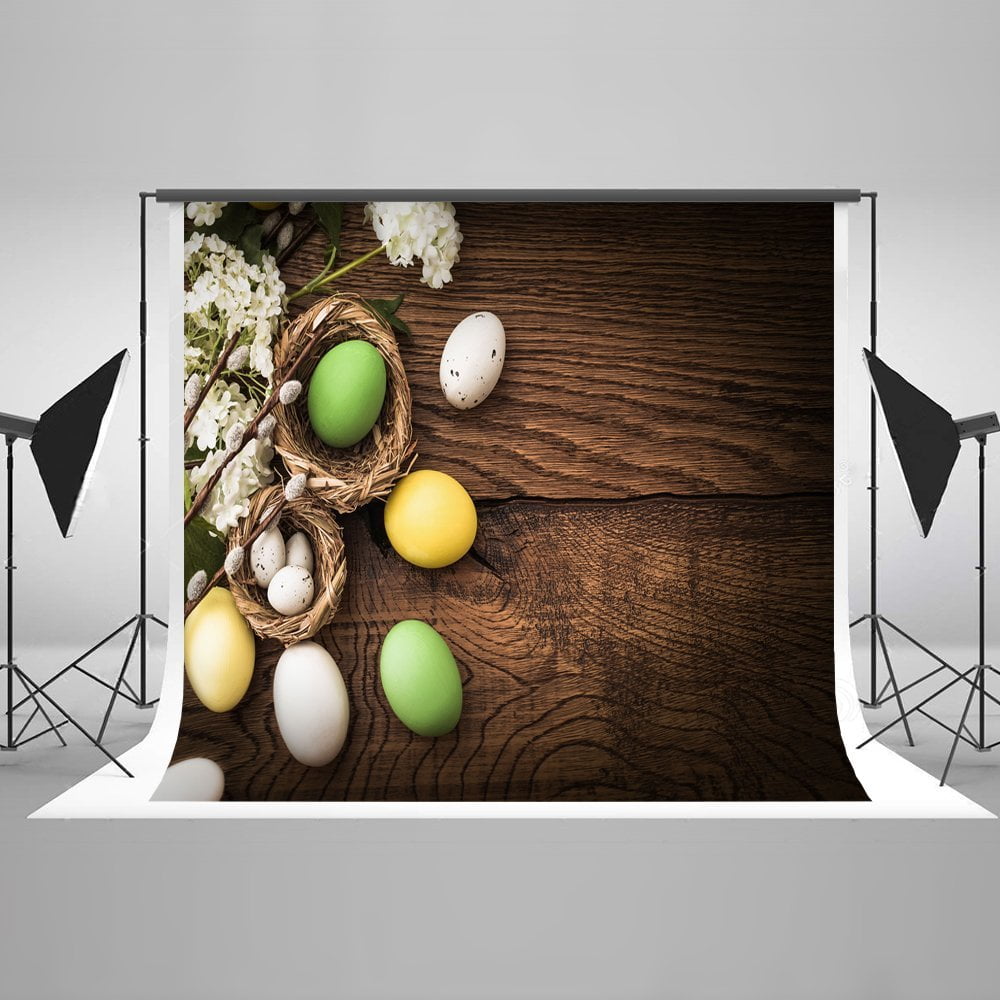 Polyester Fabric 7x5ft Easter Egg Backdrop Wooden Easter Photography ...