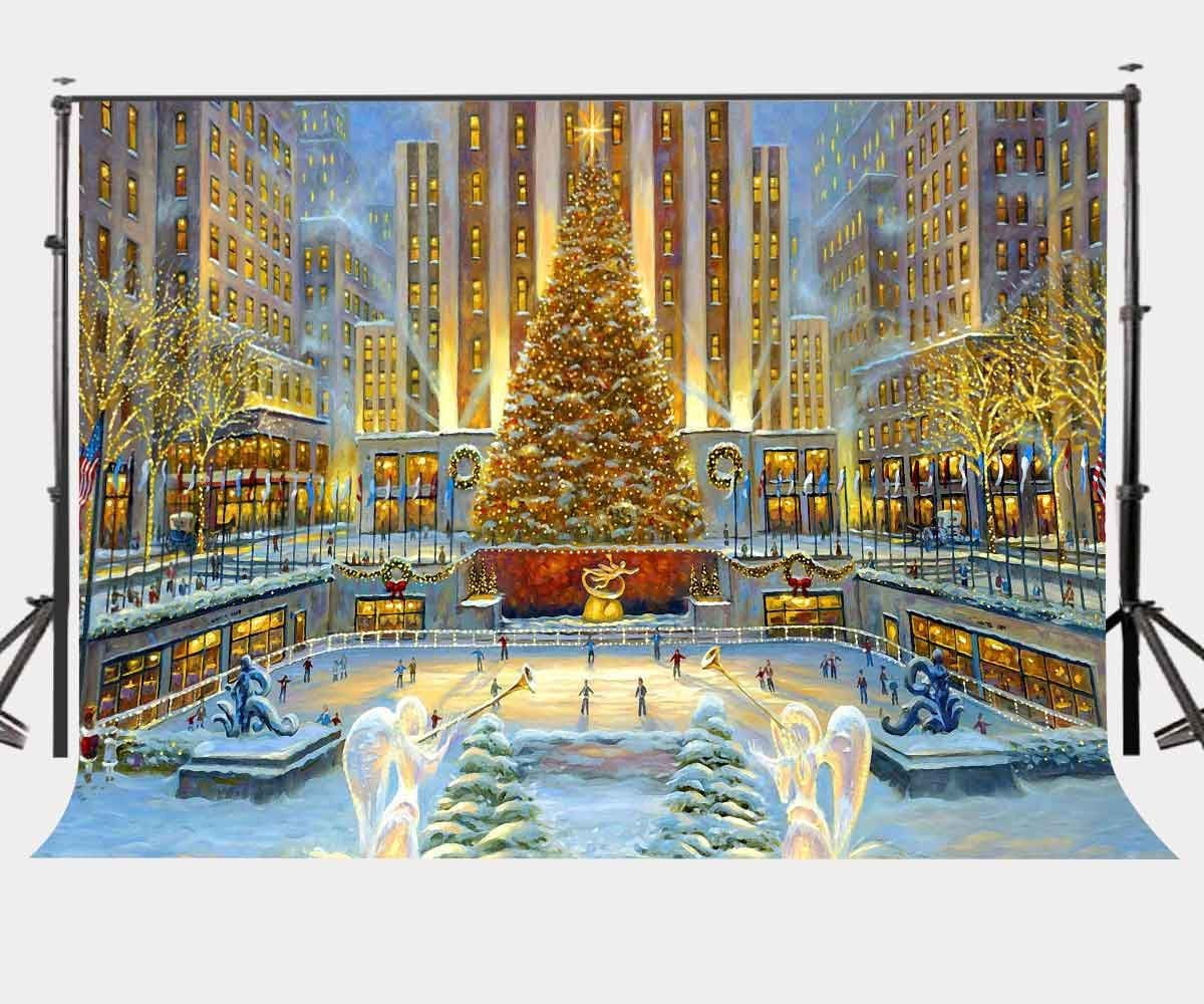 Polyester Fabric 7x5ft Night Snow Scenery Backdrop Bright Square Lively ...