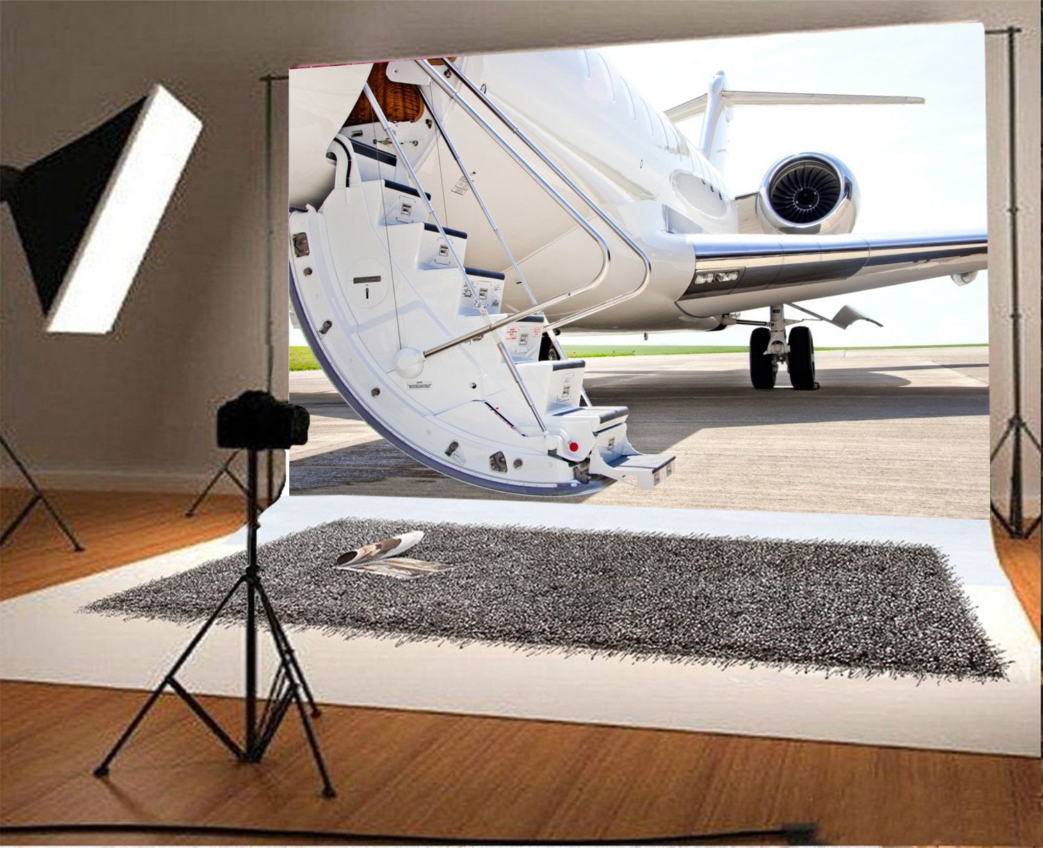 Polyester Fabric 7x5ft Photography Airplane Backdrop Airport Jet Engine ...