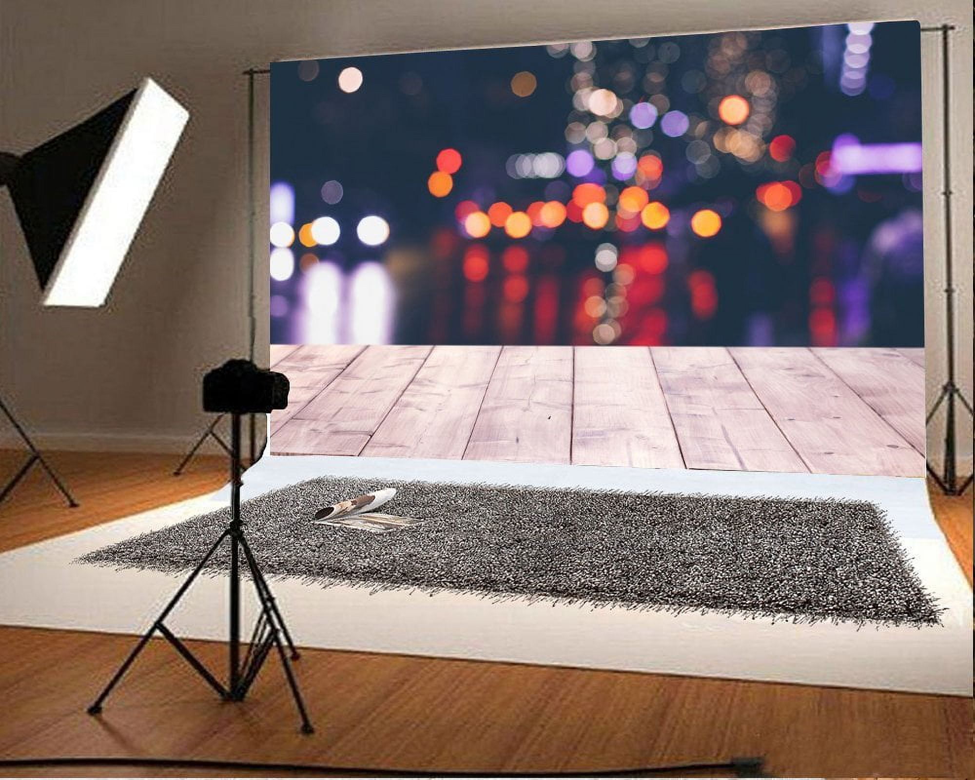 Polyester Fabric 7x5ft Photography Backdrop Bokeh Speckle Glow Wood ...