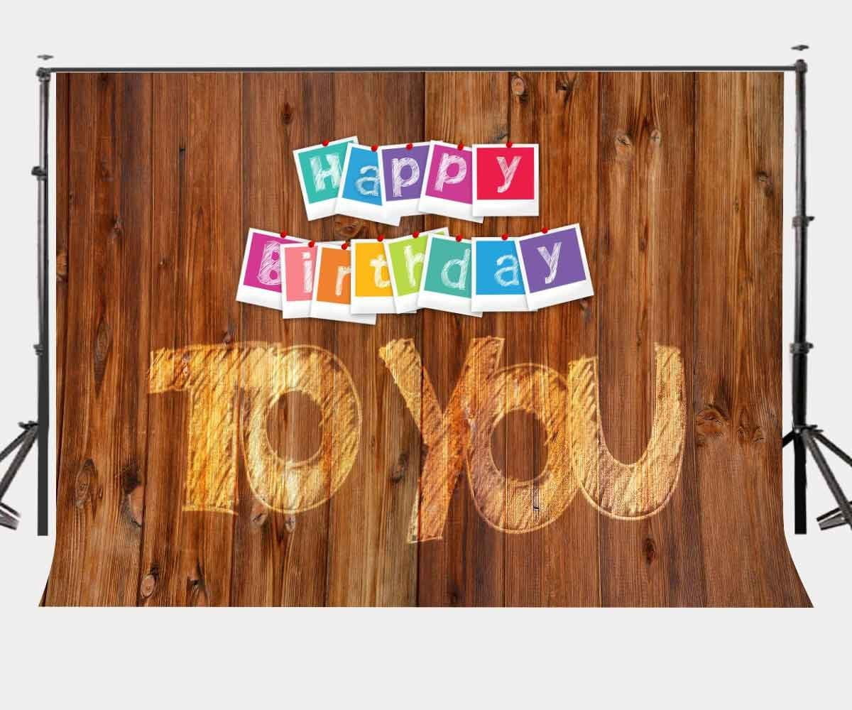 Polyester Fabric 7x5ft Wooden Wall Backdrop HAPPY BIRTHDAY Board ...
