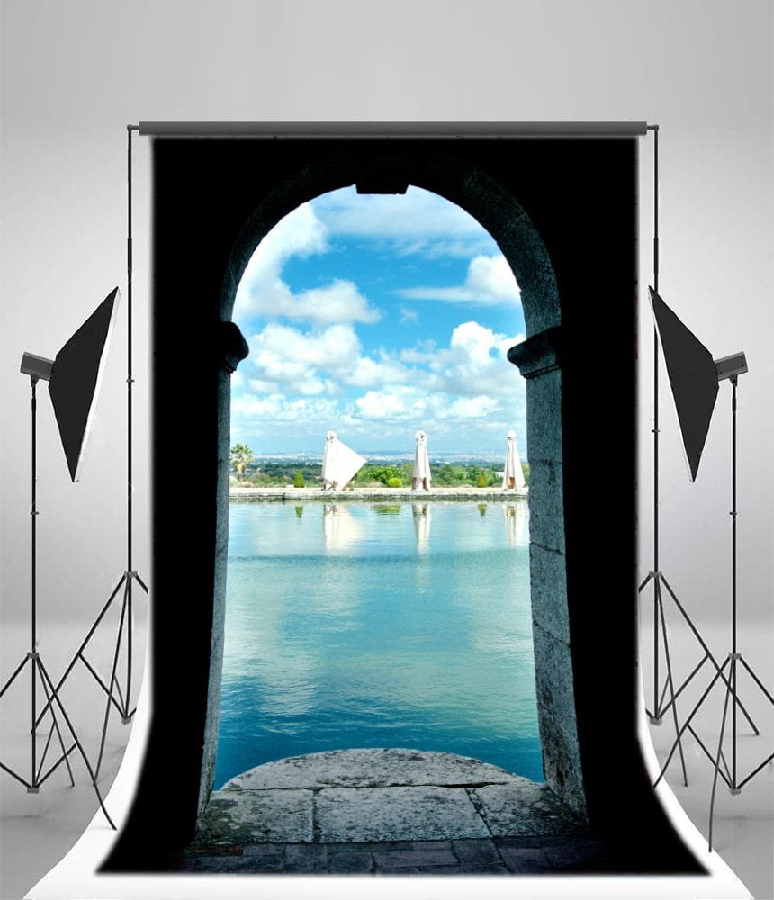 Polyester Fabric Arch Backdrop 5x7ft Photography Backdrop River Blue ...