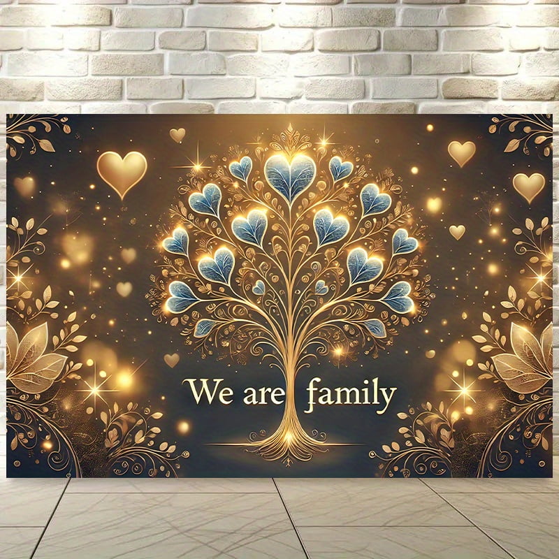 Polyester Fabric Backdrop Banner, "We Are Family" Tree Design with ...