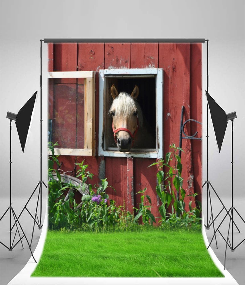 Polyester Fabric Barn Backdrop 5x7ft Photography Backdrop Horse Old ...
