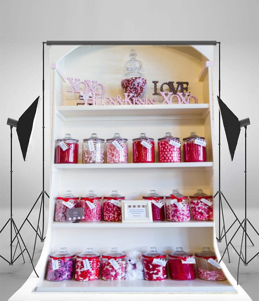 Polyester Fabric Candy Store Backdrop 5x7ft Photography Backdrop Love ...