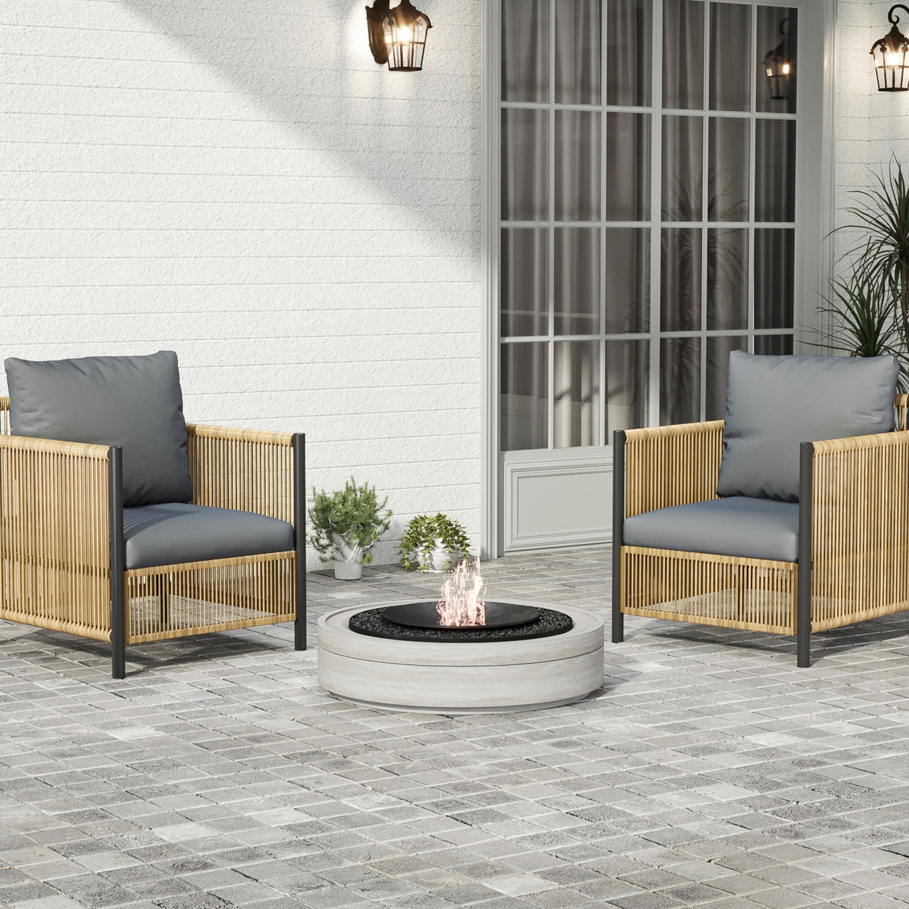 Polyester Fabric Cushions for Softness - Outdoor Sofa Set with ...