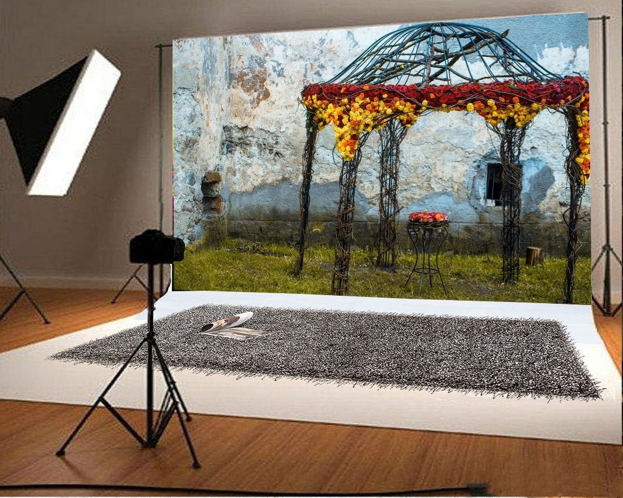 Polyester Fabric Flowers Pergola Backdrop 7x5ft Photography Backdrop ...