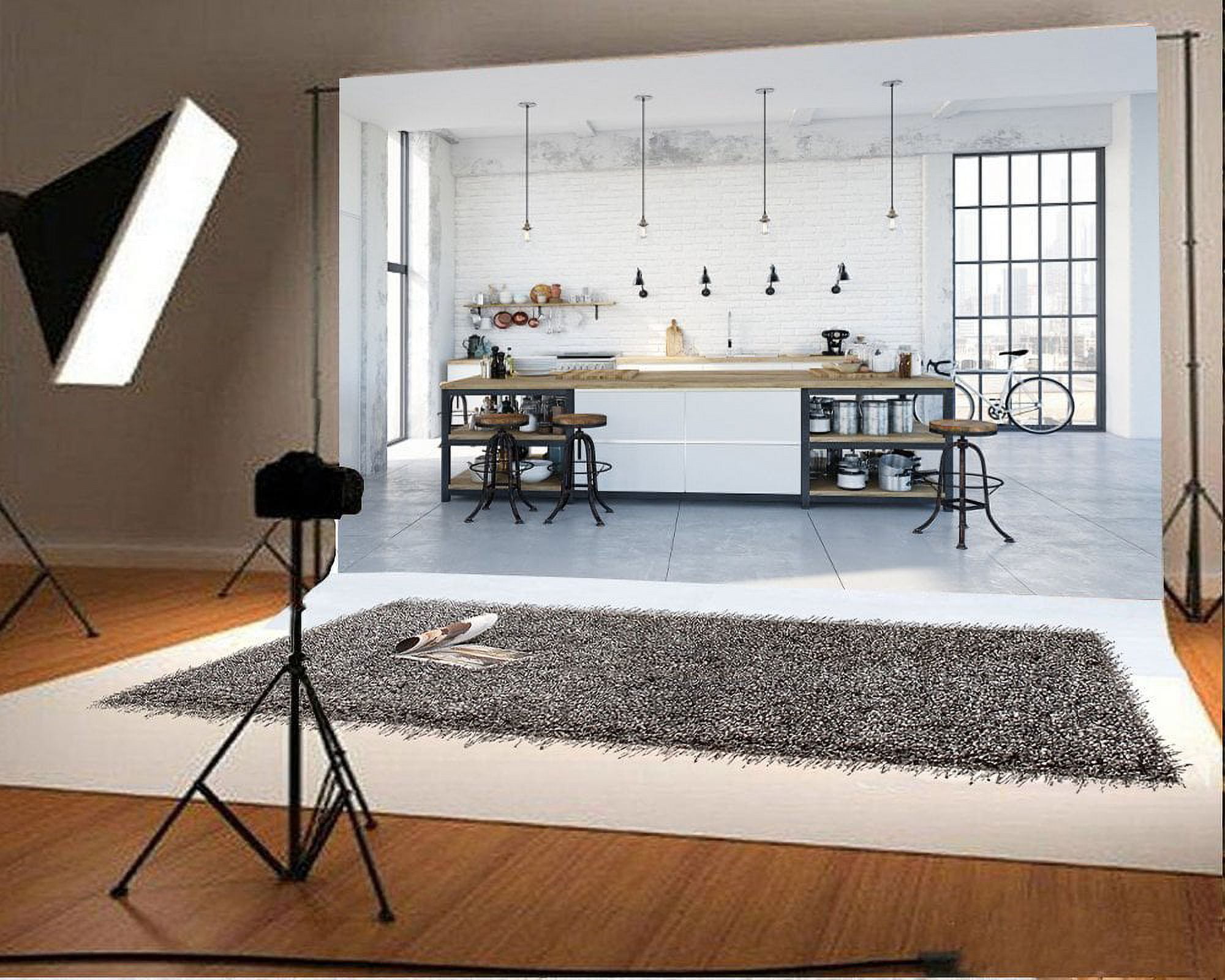 Polyester Fabric Kitchen Backdrop 7x5ft Photography Backdrop Brick Wall ...