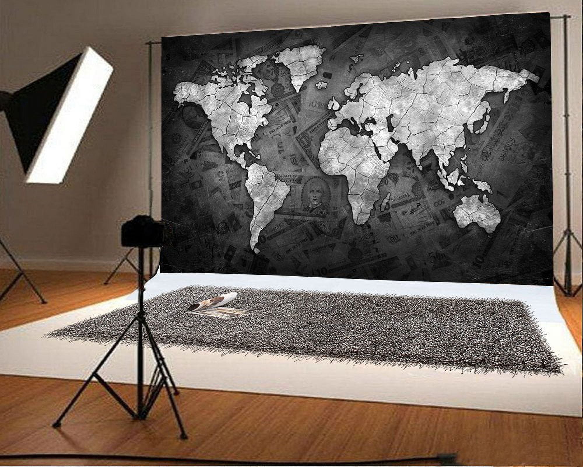 Polyester Fabric Retro World Map Backdrop 7x5ft Photography Backdrop ...