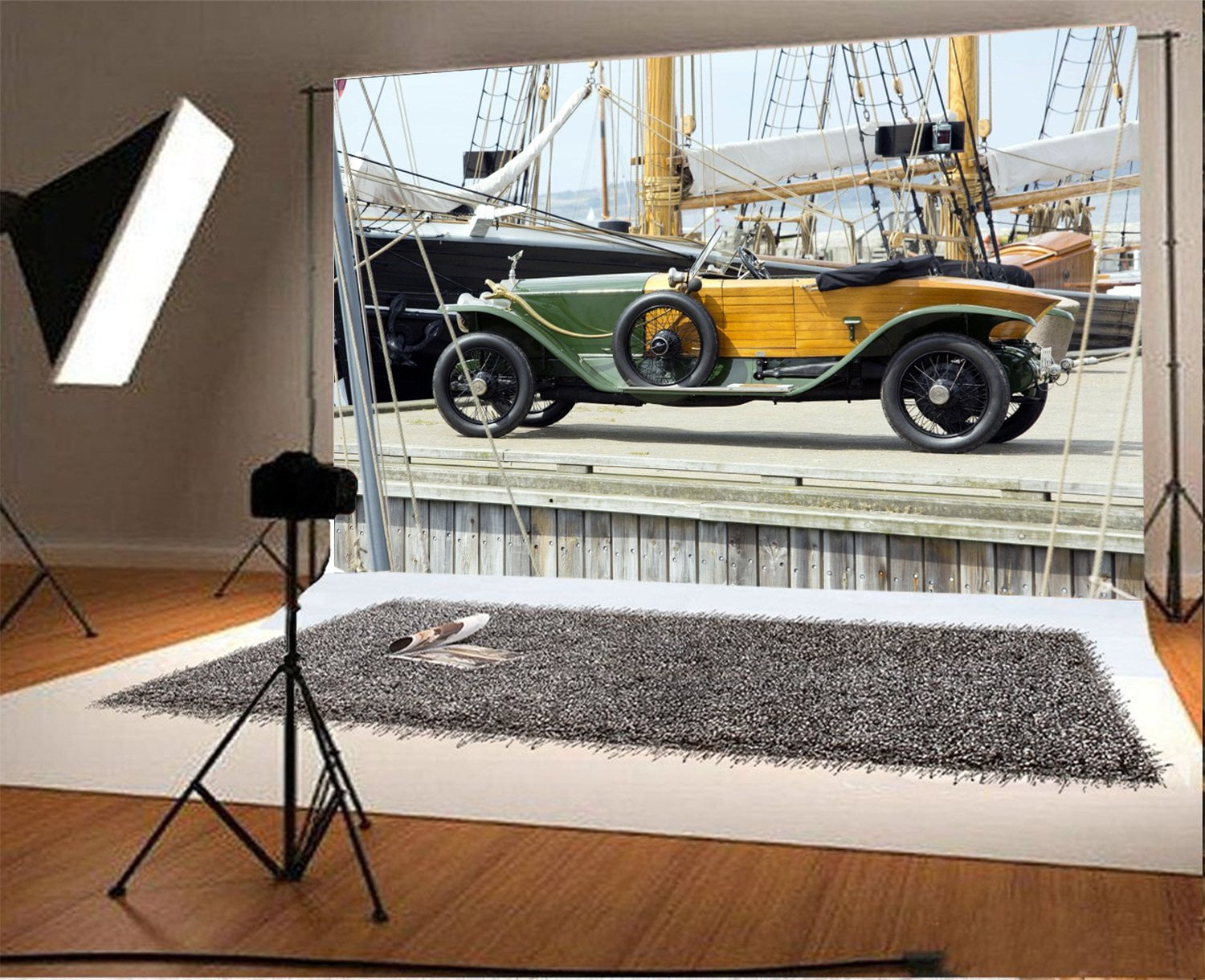 Polyester Fabric Roadster Backdrop 7x5ft Photography Background Wharf ...