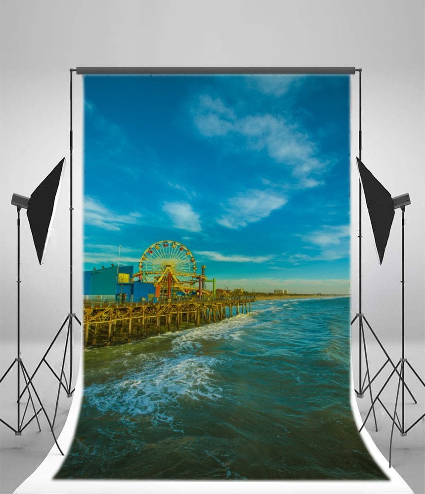 Polyester Fabric Sea Backdrop 5x7ft Photography Backdrop Wharf Ferris ...