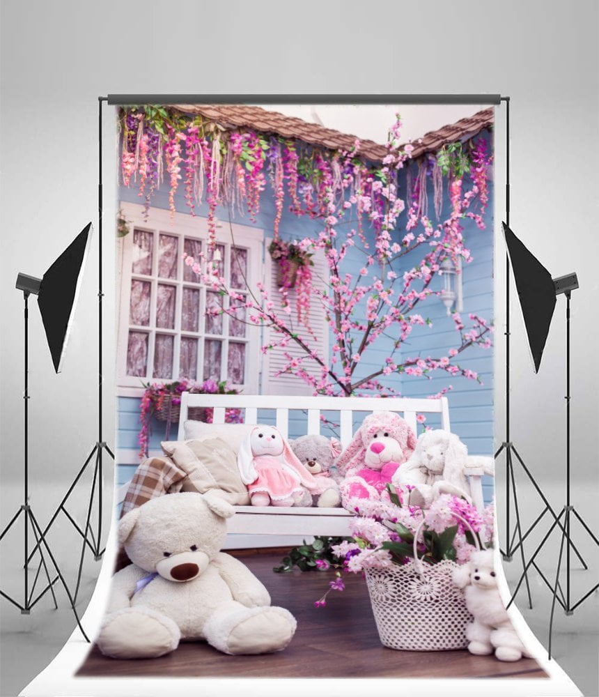 Polyester Fabric Toys Backdrop 5x7ft Photography Backdrop Spring Peach ...