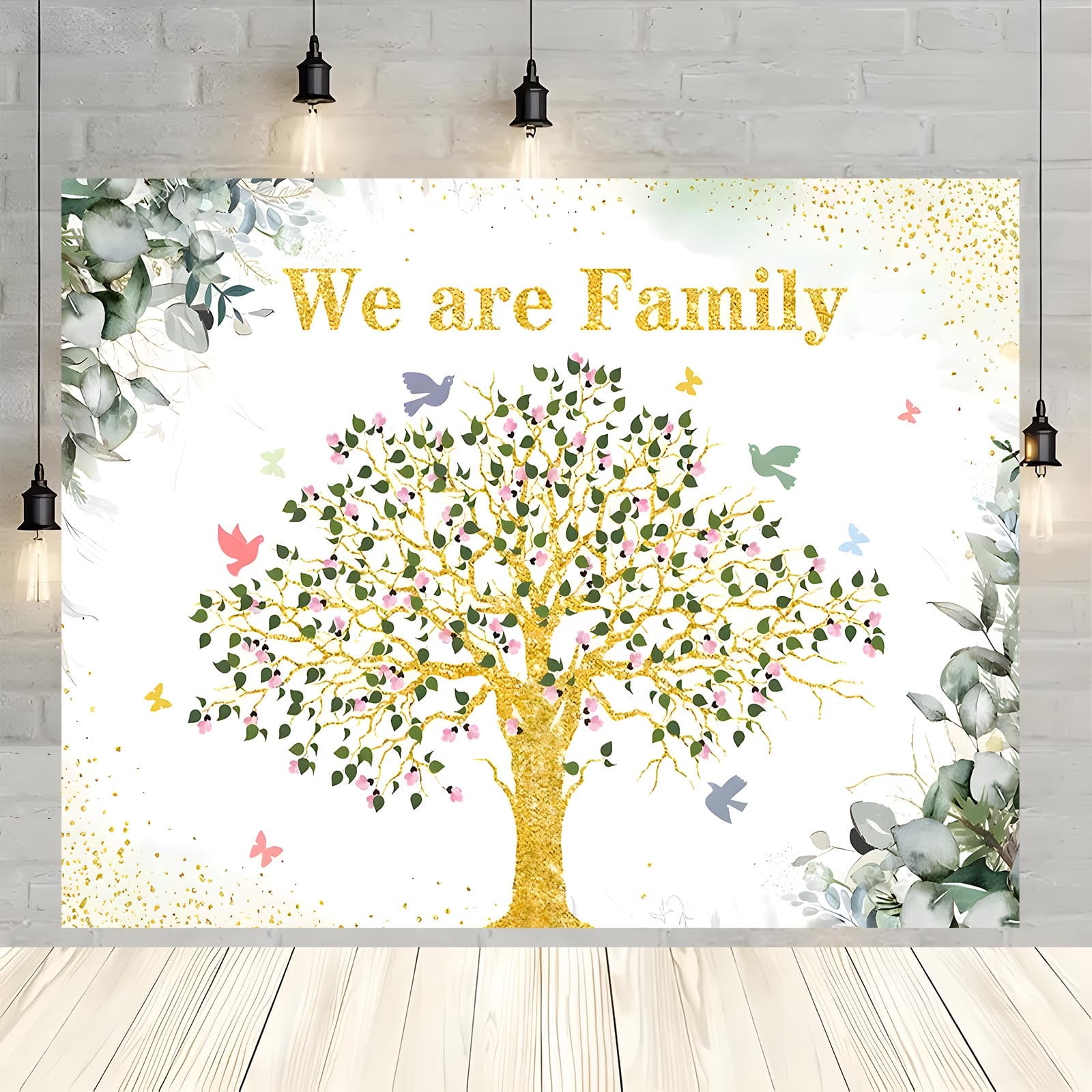 Polyester Family Tree Backdrop Banner, "We are Family" Wall Decor for ...