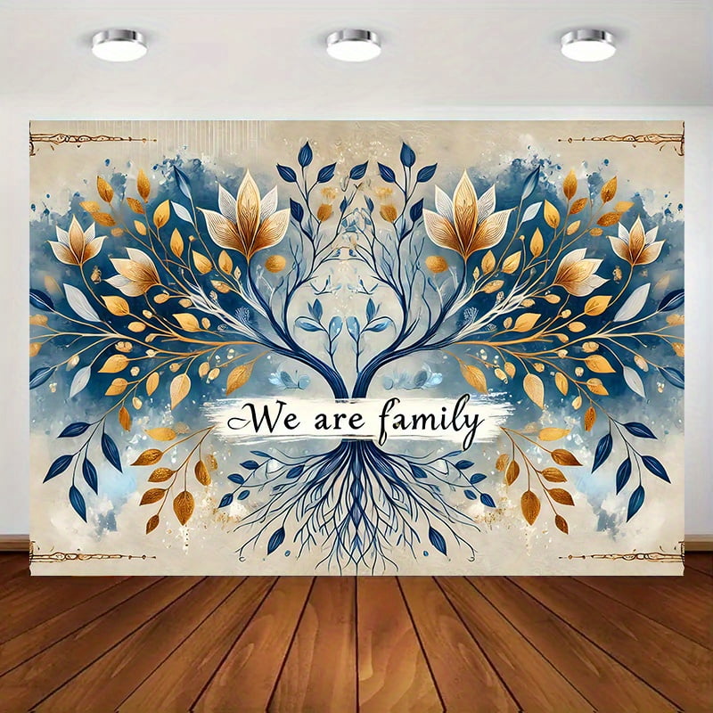 Polyester We Are Family Tree Design Backdrop Banner - Versatile for ...