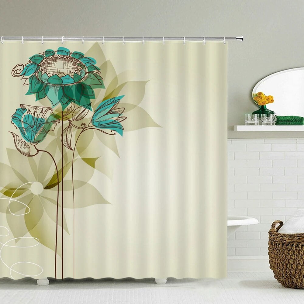 Polyester Fiber Bath Curtain 3d Printed Shower Curtain with 12 for Home ...