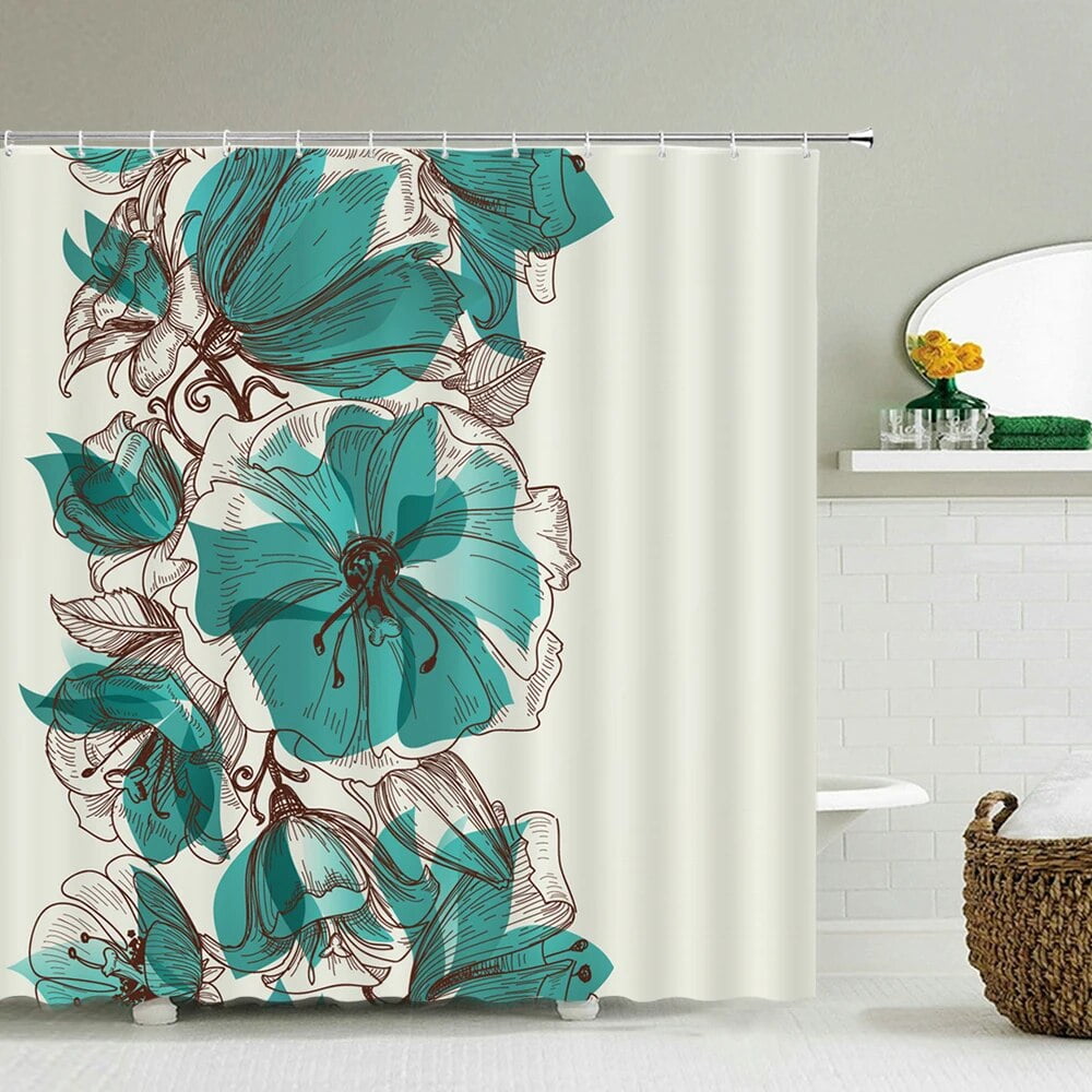 Polyester Fiber Bath Curtain 3d Printed Shower Curtain with 12 for Home ...