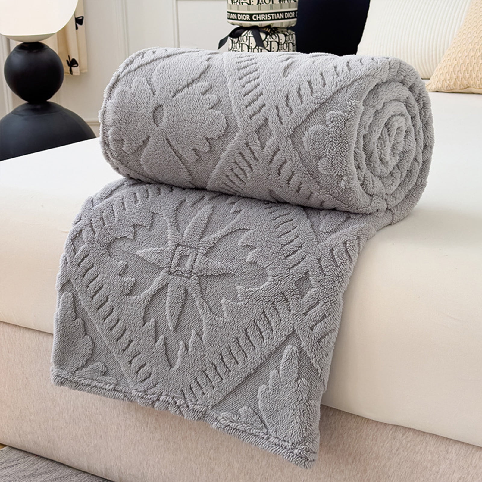 Polyester Fiber Blanket 70x100cm Grey Fleece Blanket Thick Coral Fleece ...