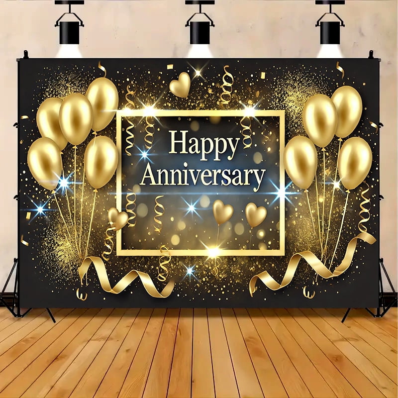 Polyester Happy Anniversary Banner - Celebration of Love, Versatile ...