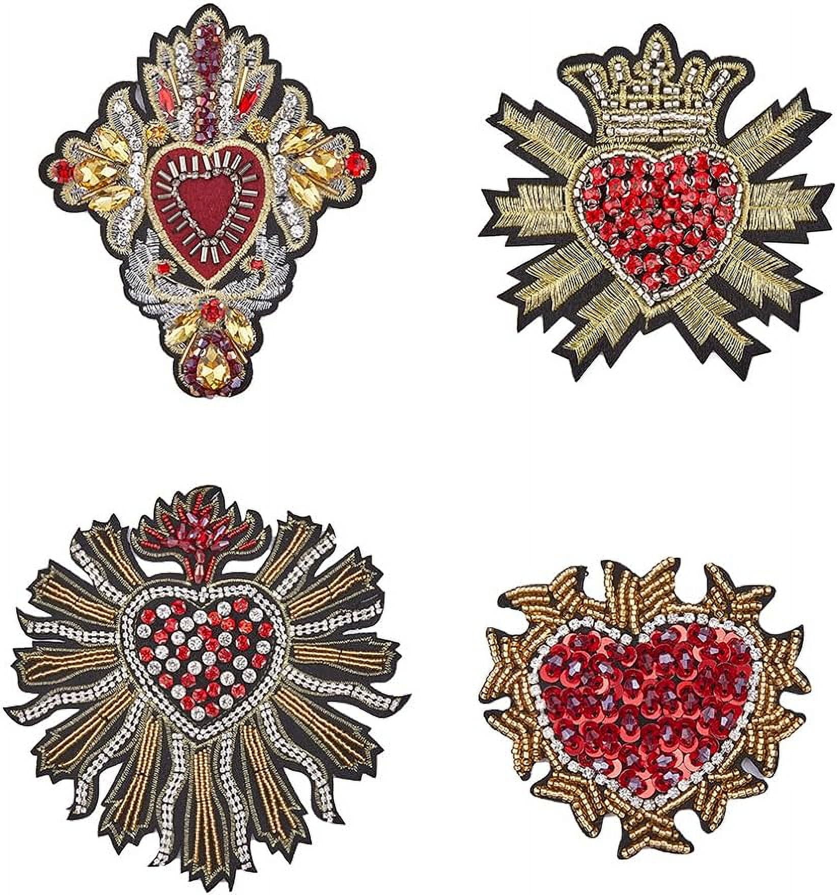 Polyester Heart Patch Handmade Sequin Patches Red Love Handmade ...