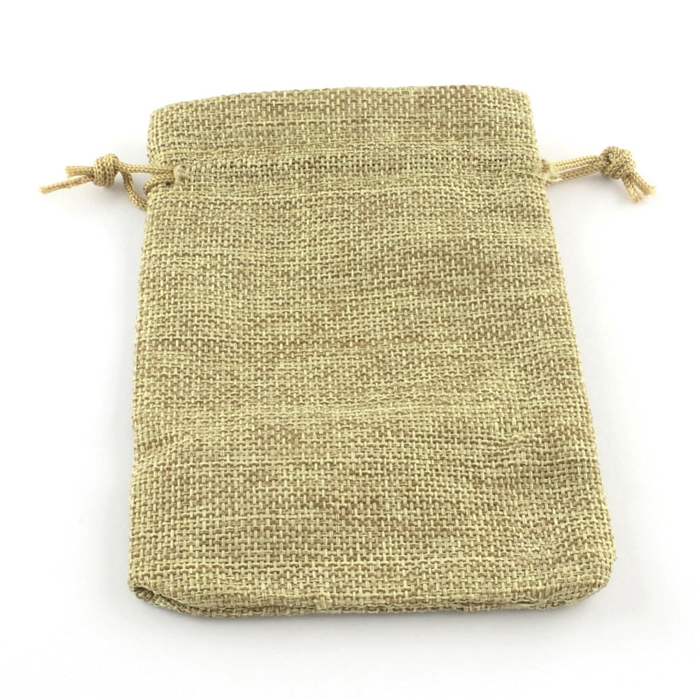 Polyester Imitation Burlap Packing Pouches Drawstring Bags Dark Khaki ...