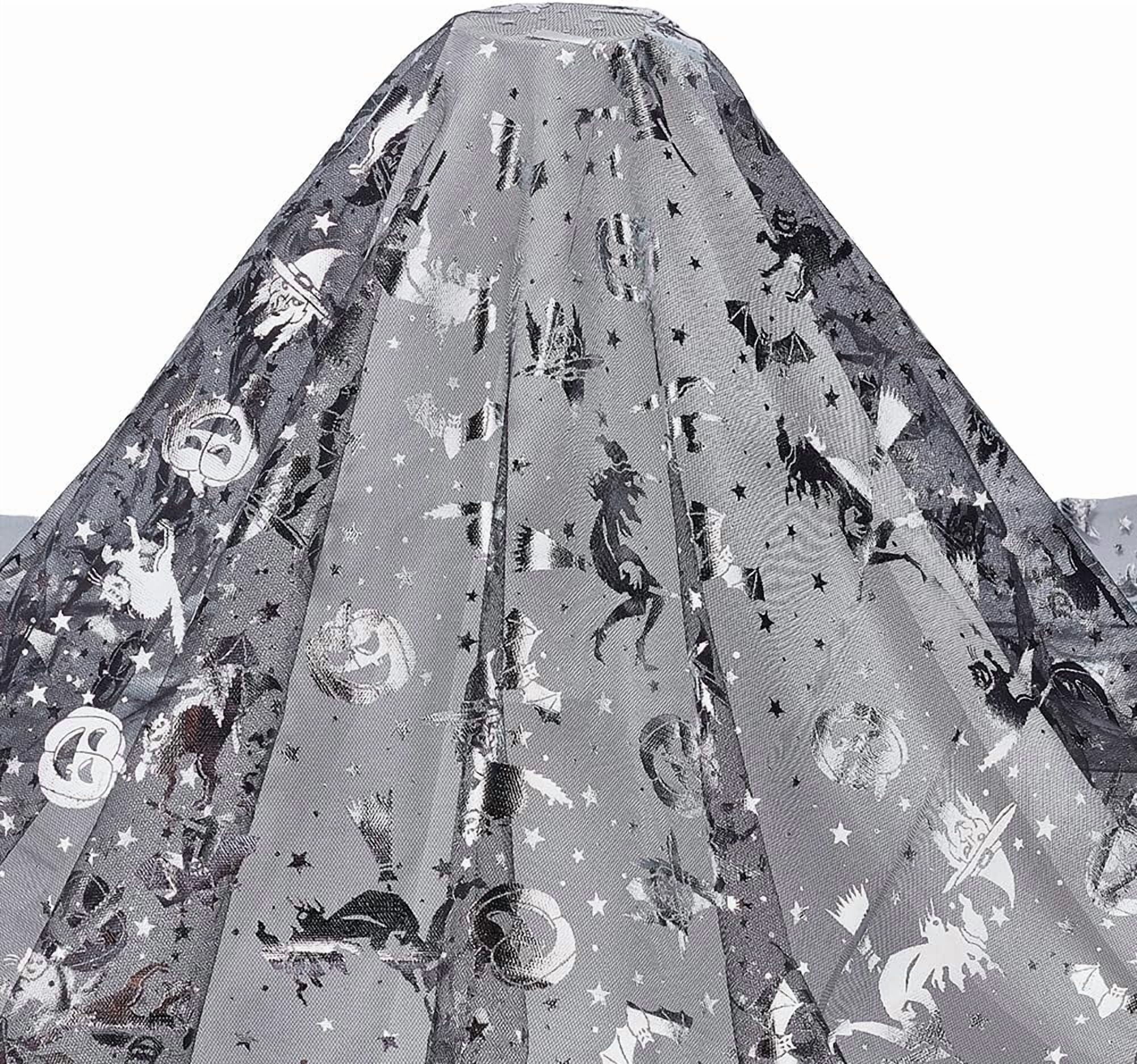 Polyester Mesh Fabric DIY Crafts Supplies Rectangle with Pattern Silver ...