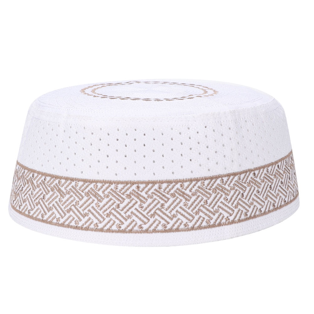 Polyester Mixed Cotton Cloth Muslim Prayer Hat Islam Man Embroidery Hat ...