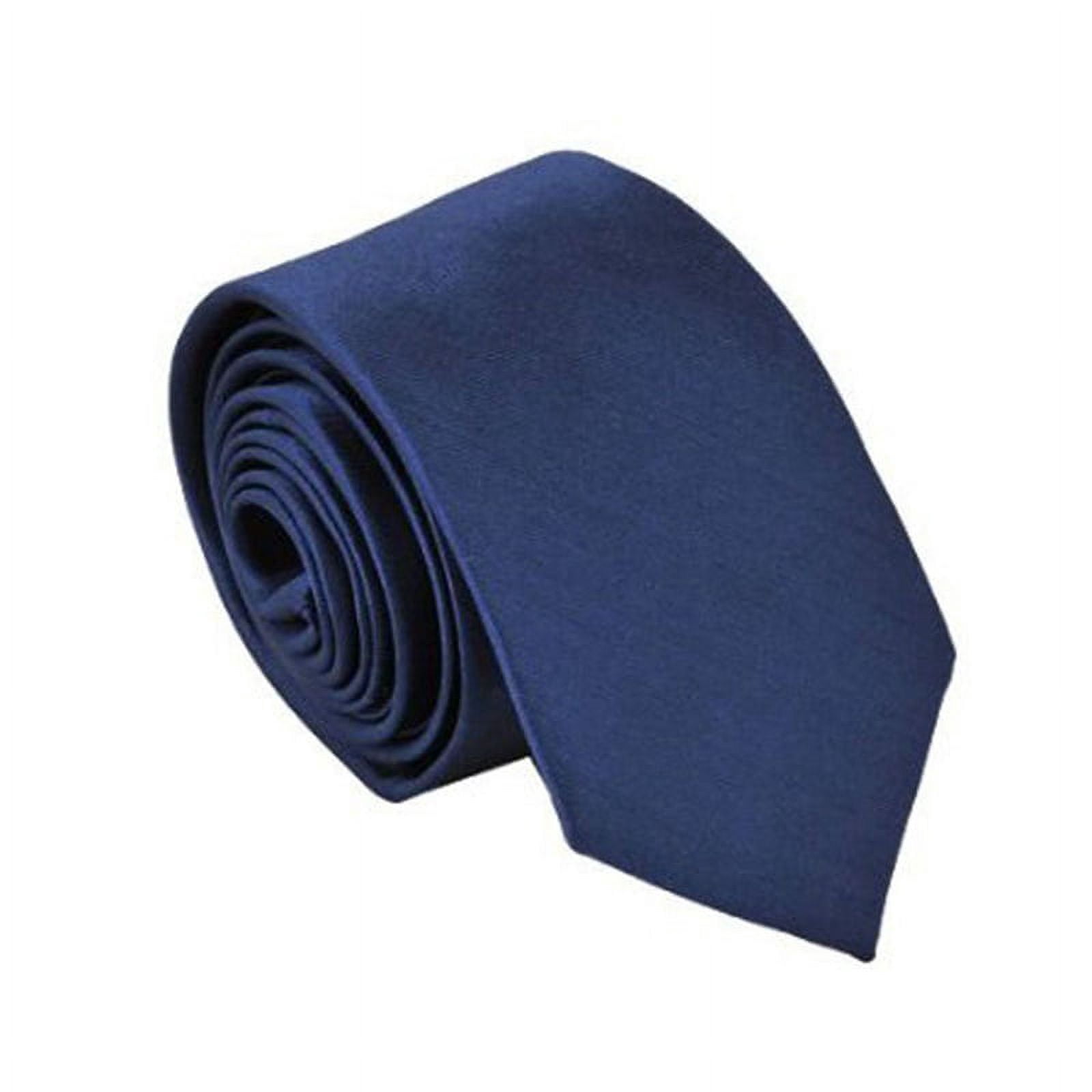 Polyester Narrow Neck Tie Skinny Solid Dark Blue Thin Necktie for Men ...