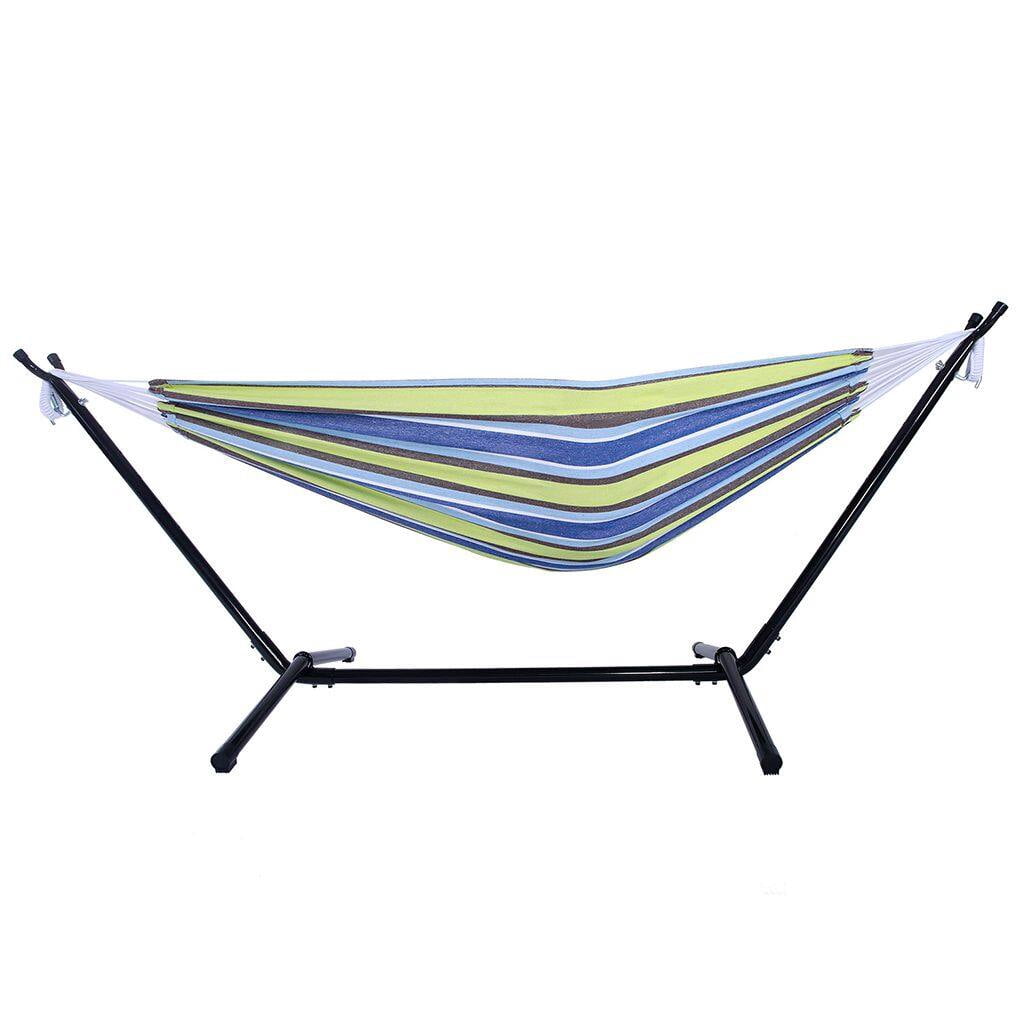 Polyester Outdoor Portable Stripe Hammock and Stand Set Summer Outdoor ...