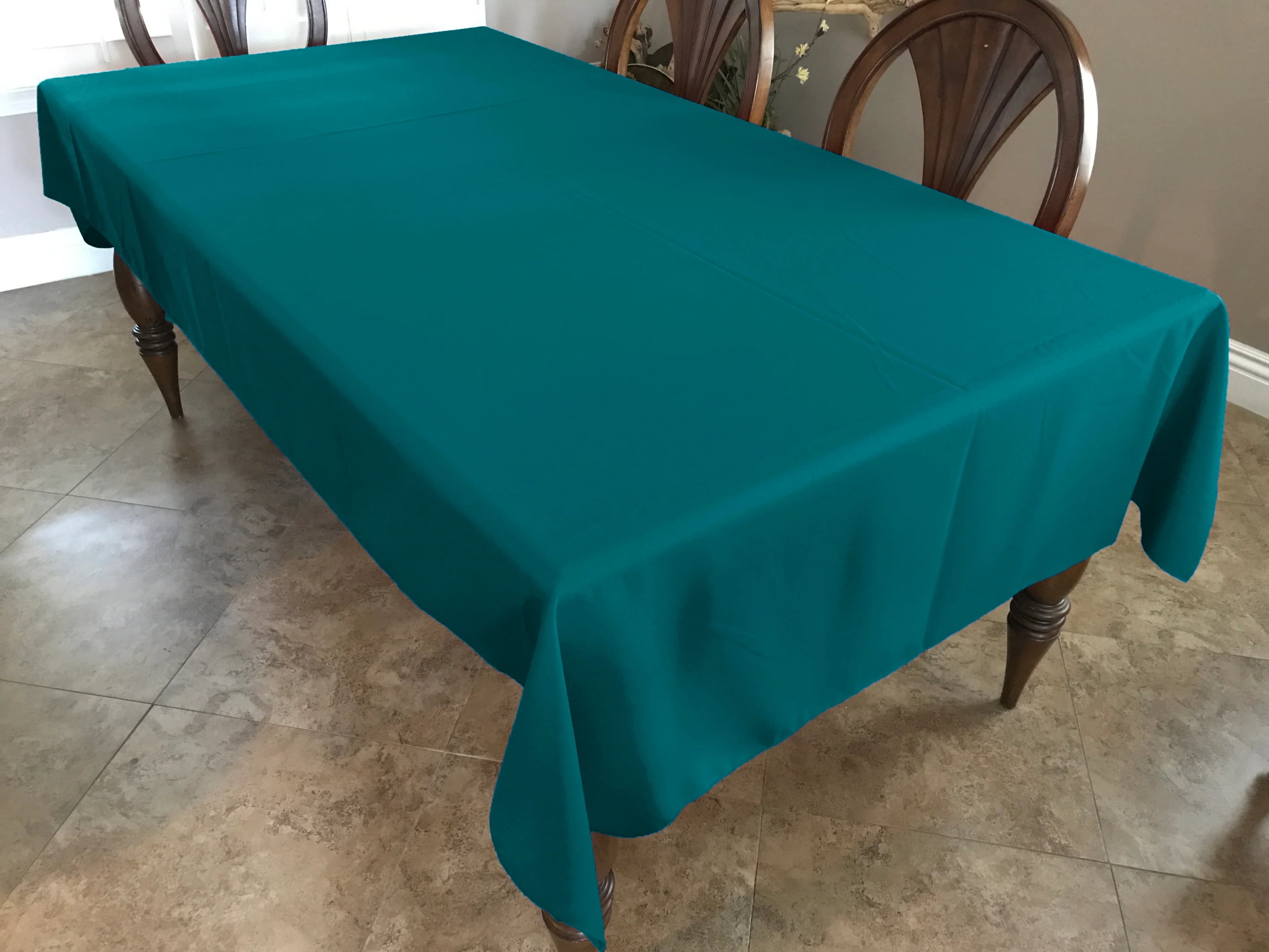 Polyester Poplin Gaberdine Durable Tablecloth Solid Green Teal ...