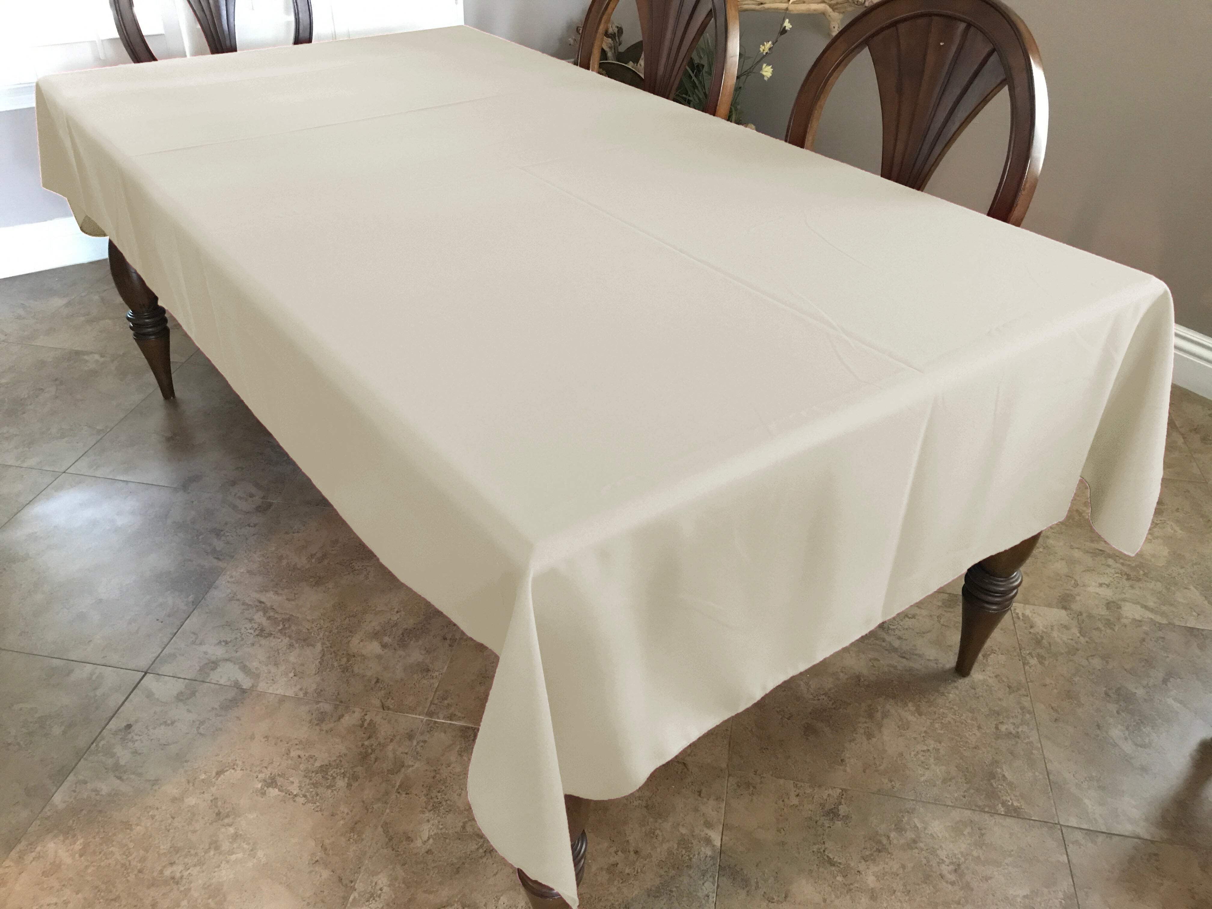 Polyester Poplin Gaberdine Durable Tablecloth Solid Ivory - Walmart ...
