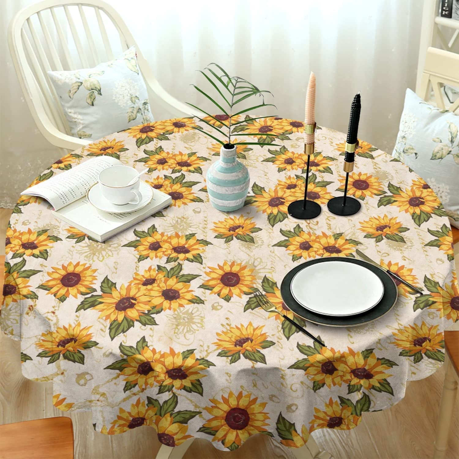 Polyester Round 60 x 60 Inch Waterproof Resuable Washable Resistant ...