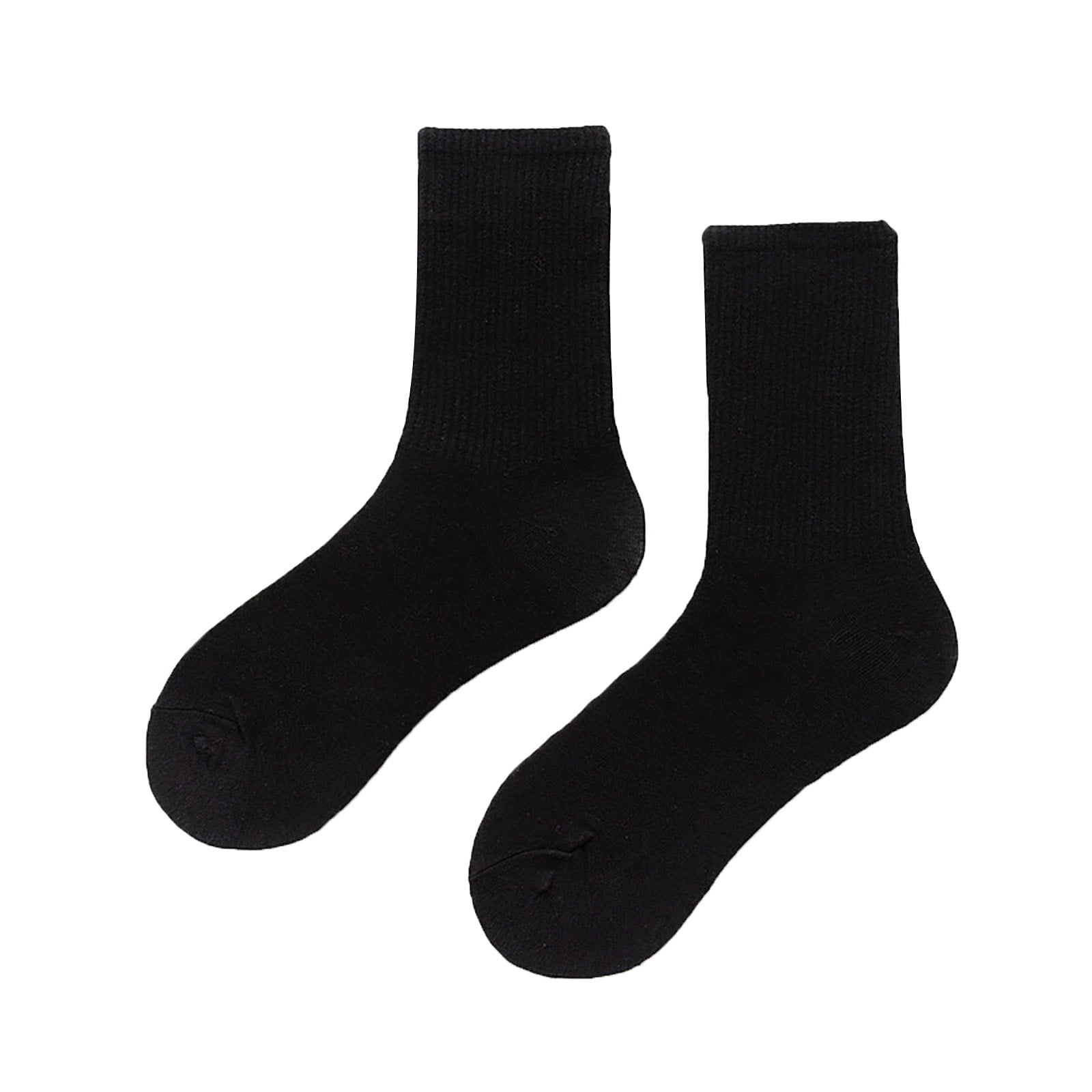 Polyester Spandex Socks for Women Black Solid Color Women's Medium Tube ...
