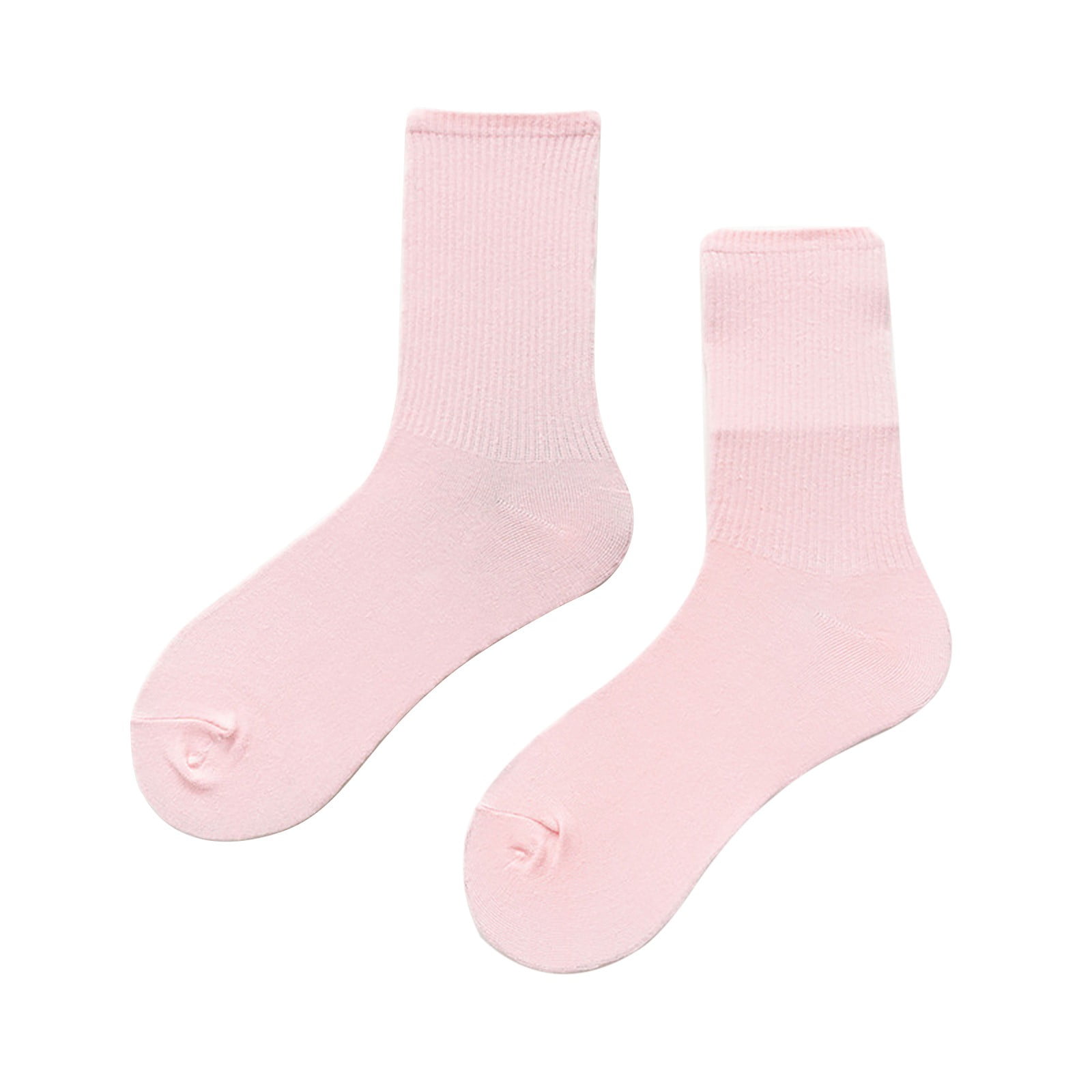 Polyester Spandex Socks for Women Pink Solid Color Women's Medium Tube ...