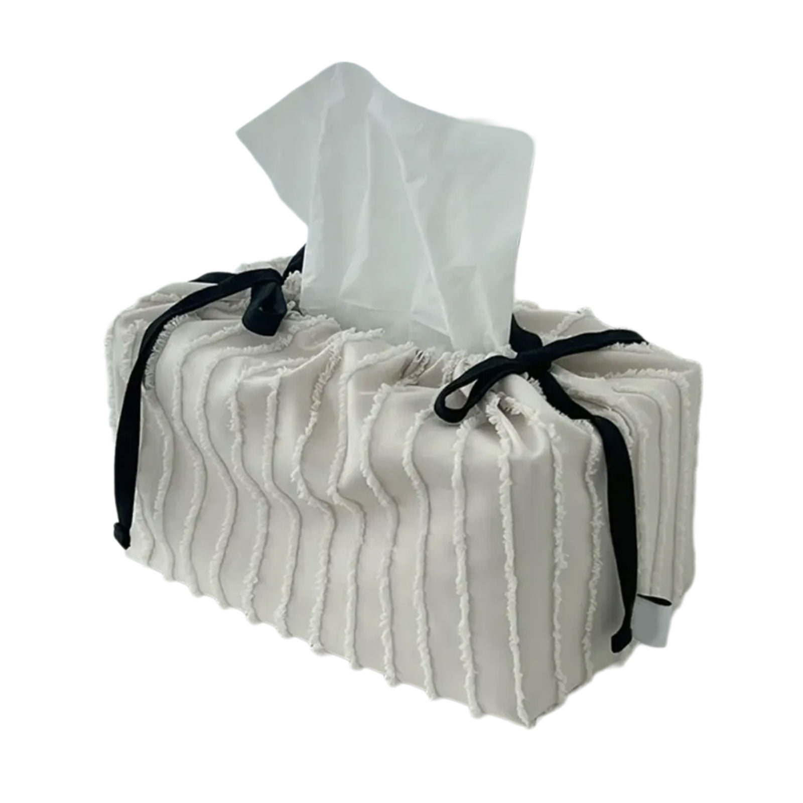 Polyester Square Tissue Holder with Tassels Accent Modern Space Saving ...