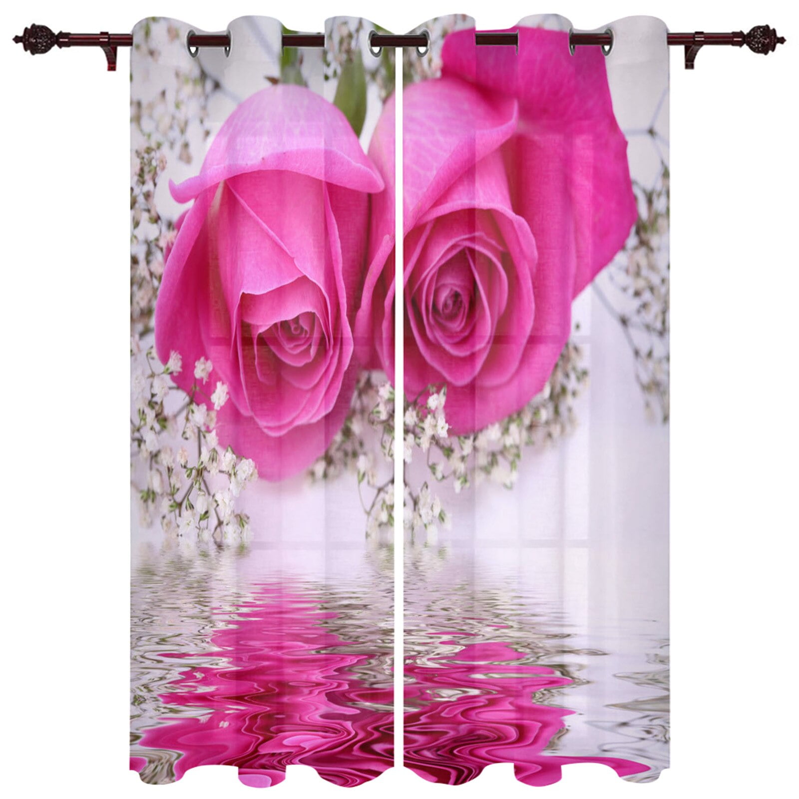 Polyester Translucent Curtains Sea Beach Lighthouse Pattern Luxury For ...