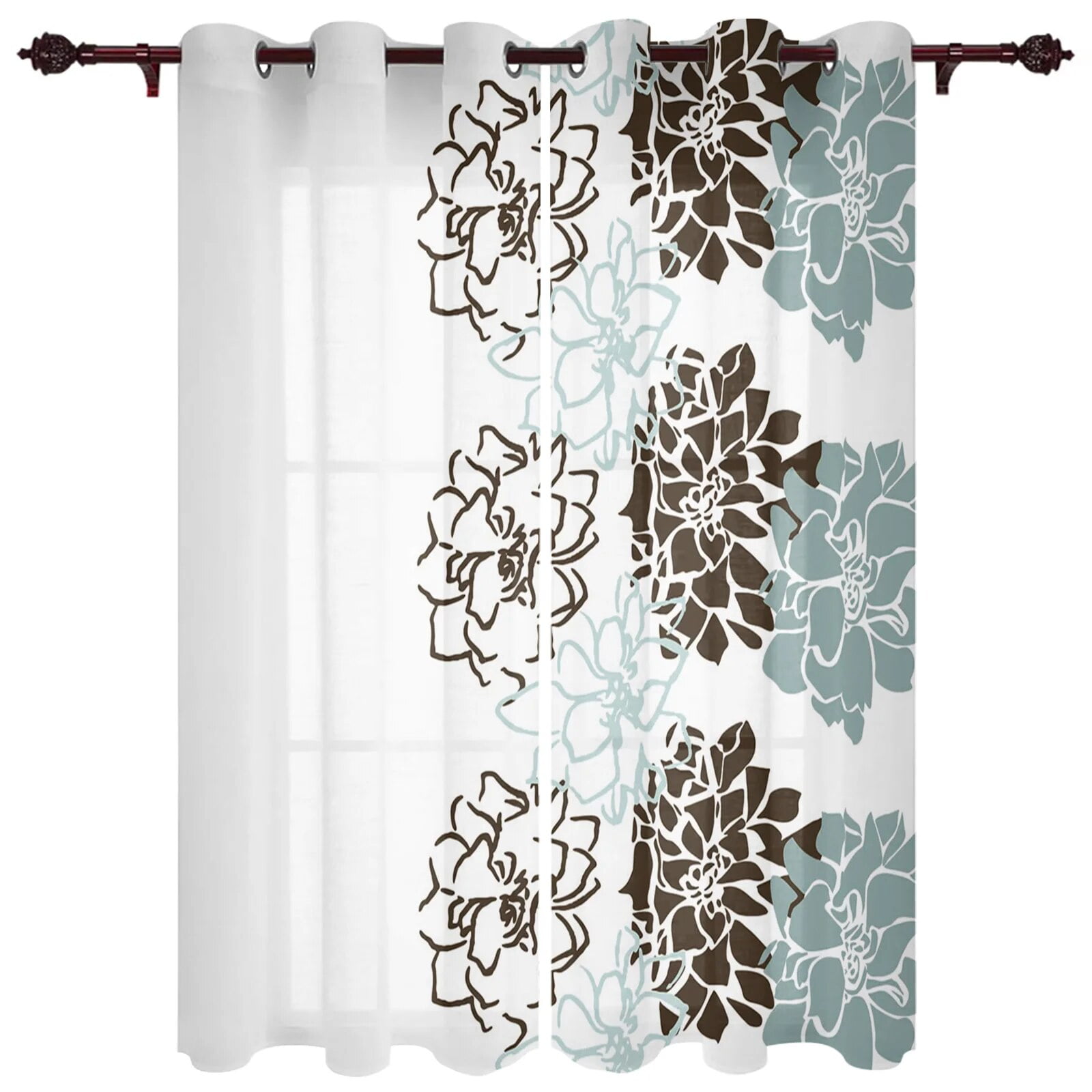 Polyester Translucent Curtains Sea Beach Lighthouse Pattern Luxury For ...
