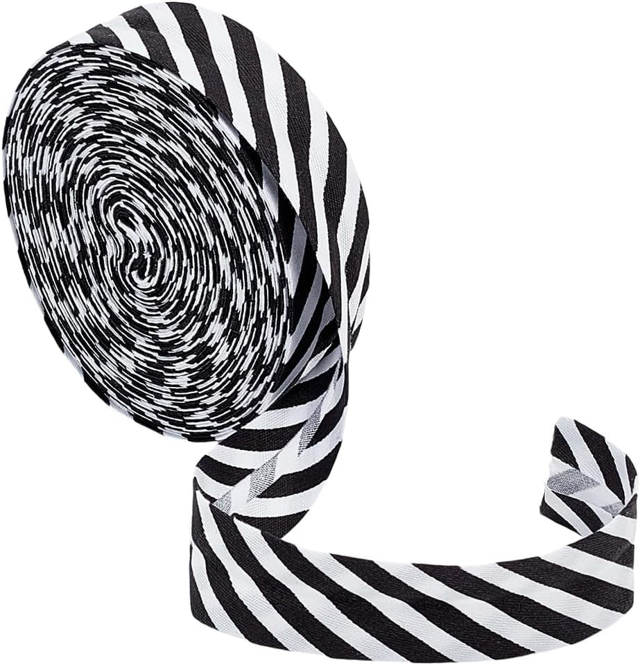 Polyester Twill Striped Piping Ribbon for Garment Accessories Black 7/8 ...